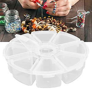 Agatige 8 Grids Storage Jewelry Box, Plastic Material Round Storage Containers Craft Storage for Hand‑Made Loose Beads