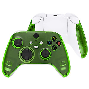 eXtremeRate Side Rails Grips Shell for Xbox Core Wireless Controller, Clear Green Replacement Part Front Housing Cover Handles Faceplate for Xbox Series X & S Controller [Controller Excluded]
