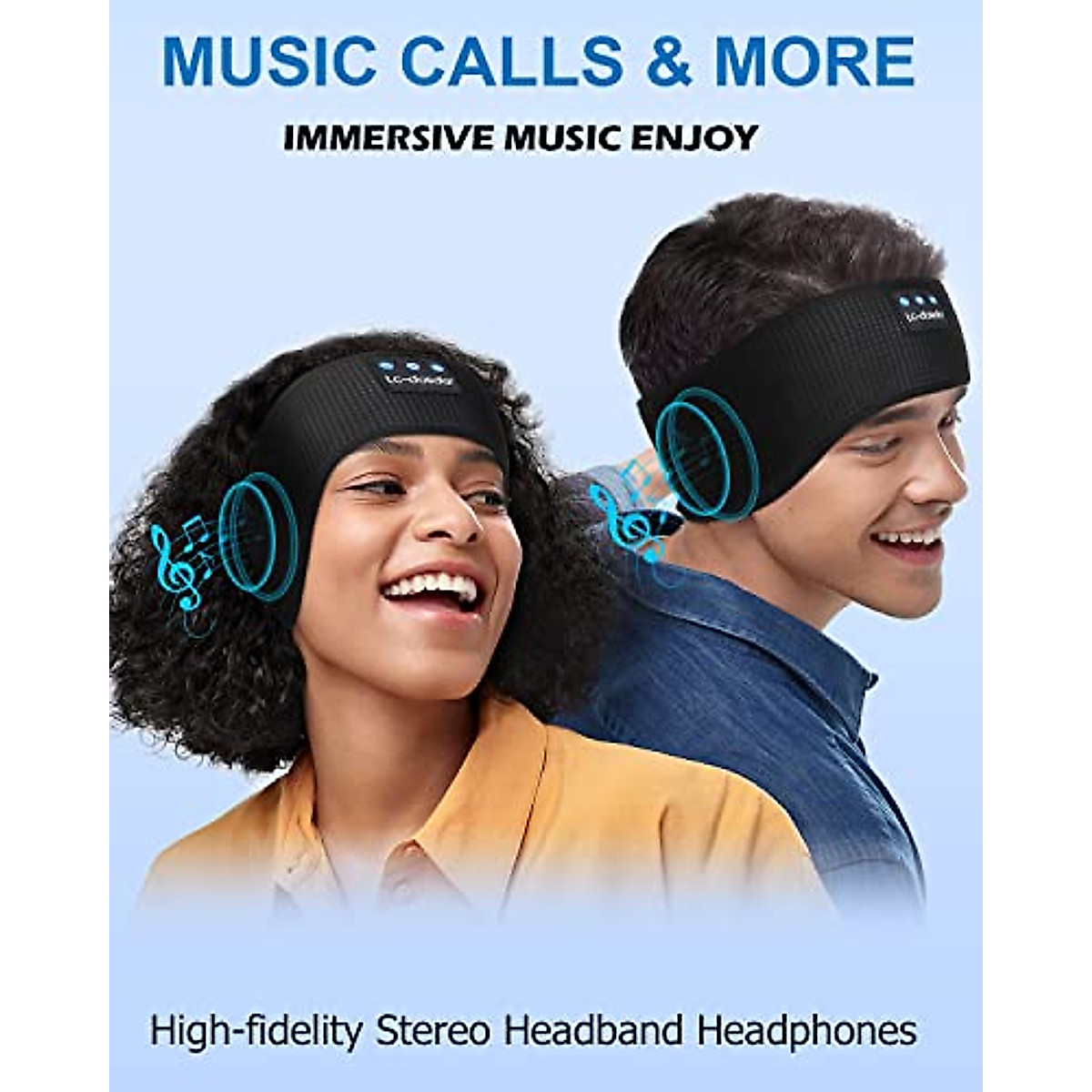 LC-dolida Bluetooth Headband, Cozy Band Wireless Sleep Headphones Sleep Mask with Thin HD Stereo Speakers Music Headband Perfect for Side Sleepers, Sport,Travel Best Gifts for Men Women