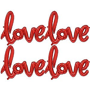 42 Inch Red Love Balloons for Valentines Day Decor, 4PCS Foil Love Balloons Romantic Large Helium Balloons for Valentines Day Decorations Anniversary Wedding Bridal Shower Party Decorations Supplies