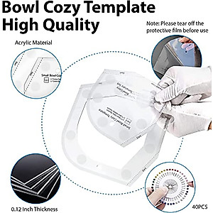 Wenmpopo Bowl Cozy Pattern Template, Bowl Cozy Template Cutting Ruler Set,DIY Kitchen Art Craft Sewing Template,Without Sewing Machine Can Still Do It,3 Sets Includ 6 Sizes: 4&6 in/ 5.5&8 in/ 7&10 in