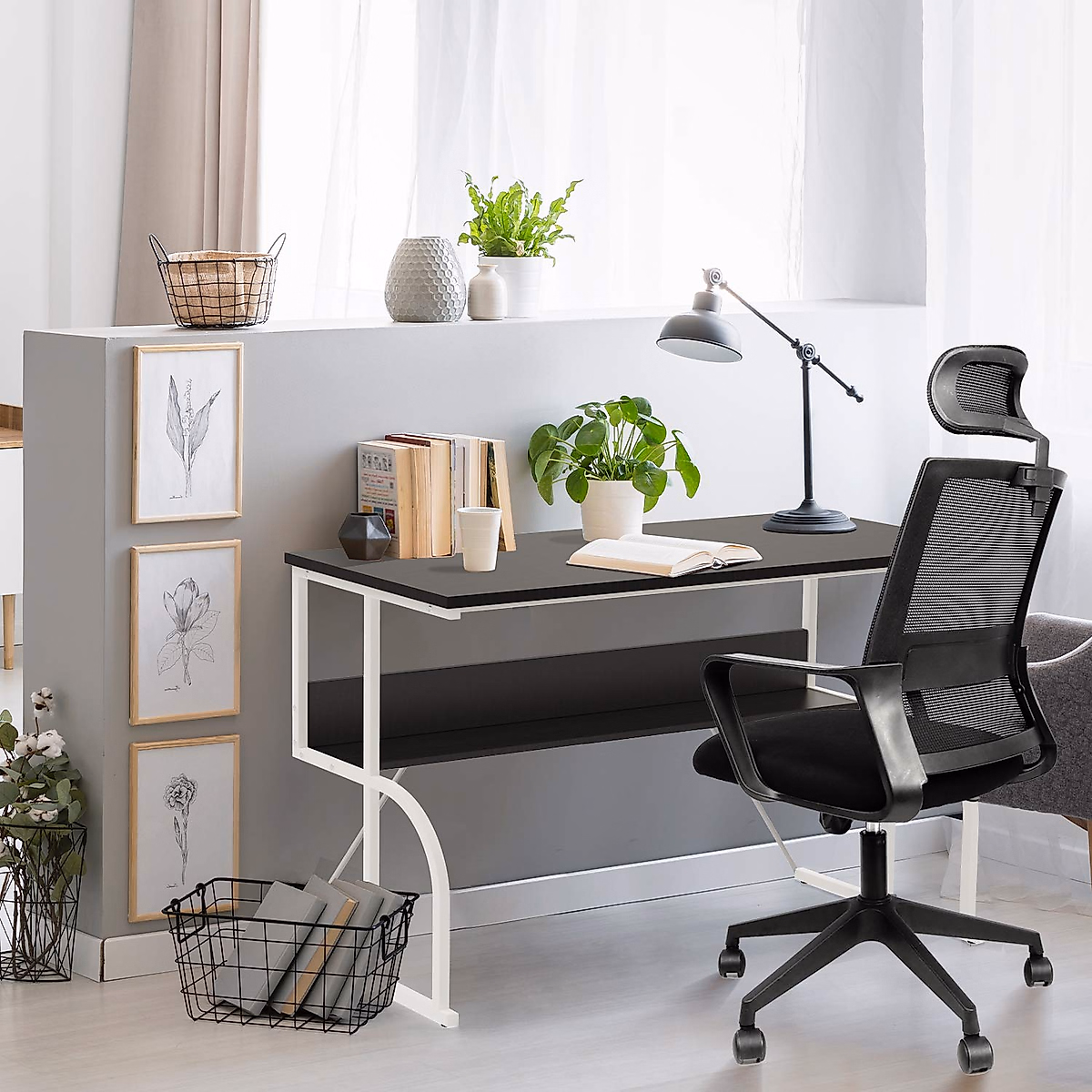 Famree Computer Desk 47" Writing Table for Home Office Study Work, Simple Desk Style PC Laptop Notebook Workstation, Black