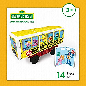 CreateOn Magna-Tiles “Sesame Street” Toys, Magnetic Kids’ Building Toys from “Sesame Street” Books, School Bus Magnet Tiles, Educational Toys for Ages 3+, 14 Pieces