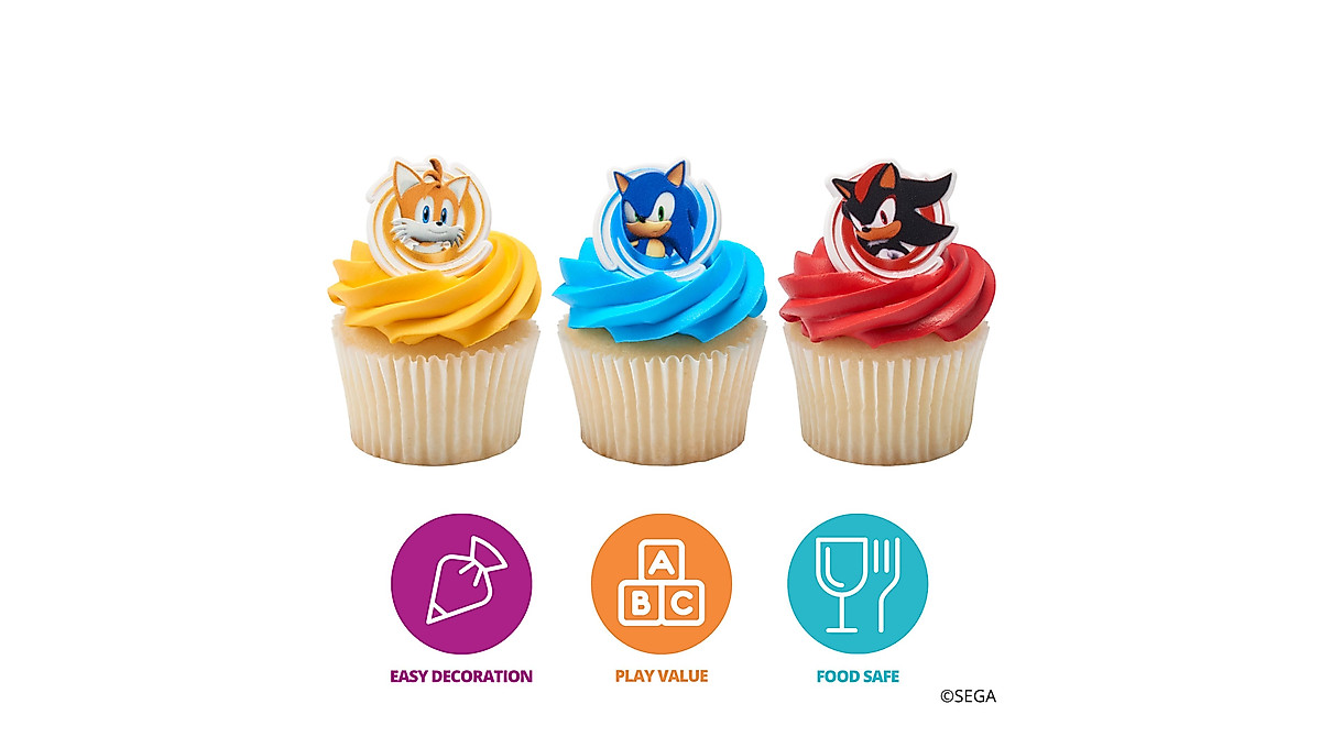 DecoPac Sonic the Hedgehog Cupcake Rings - 24 Pack