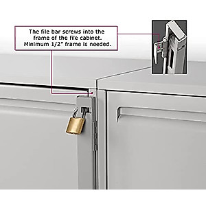 Guardianite File Cabinet Locking Bar. Fits 4 Drawer File Cabinets. Includes Padlock and Cobalt Drill Bit. (Beige)