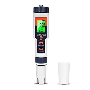Pool Salt Tester pH Meter ORAPXI Salinity Meter and pH Tester PPM EC Meter with LCD Screen 5 in 1- Salt pH TDS EC Meter for Saltwater Pool, Hot Tubs, Spas, Aquarium, Hydroponics System, Home Brew