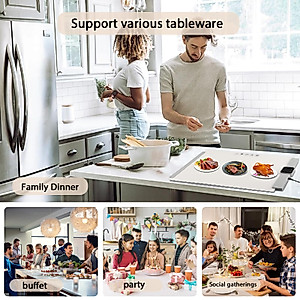 Food Warmer Mat, Roll Up Electric Warming Plate, Portable Silicone Warming Mat with 5 Heat Levels, Heating Tray for Parties Buffet, 26inx15.5in, (Energy Saving)