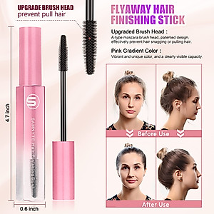 Hair Finishing Stick, 2pcs Hair Mascara for Flyaway Tamer, Fly Away Hair Tamer Stick for Enhance Gloss of Hair, Anti Frizz Broken Hair Baby Hair Flash Moment Flyaway Stick, Non-Greasy (pink)by Samnyte