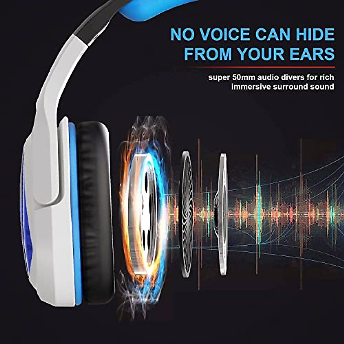 Anivia New Updated Wired Over-Ear Headphones - USB 7.1 Gaming Headset with Microphone, Stereo Surround Sound, Noise Isolating, Bass, LED Lights for PC Computer Mac