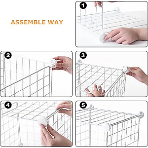 BASTUO Wire Cube Storage, Multipurpose Metal Cube Storage Organizer, Square Wire Storage Cubes (6 Cubes, White)