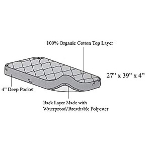 TL Care Waterproof Quilted Pack N Play Playard Size Fitted Mattress Cover Made with Organic Cotton Top Layer, Natural Color, 2 Pack