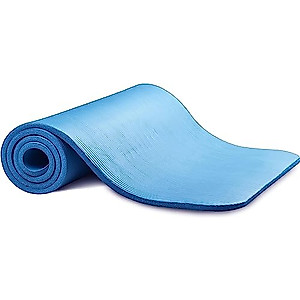 Signature Fitness 1/2-Inch Extra Thick High Density Anti-Tear Exercise Yoga Mat with Carrying Strap, Blue