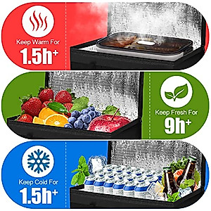 2 Pack X-Large Insulated Bag 30L Cooler Bags Insulated for Travel Pizza Bag Food Delivery Bag Insulated Reusable Grocery Bags Warm & Cooler Bags for Food & Grocery Hold for 1.5H（15.7W x 13H x 9.1D）