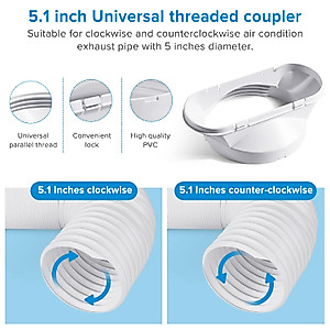 Portable Air Conditioner Window Kit, Portable AC Window Kit for Exhaust Hose 5.1 Inch Diameter with Coupler Adjustable AC Window Seal Vent Kit for Sliding Window