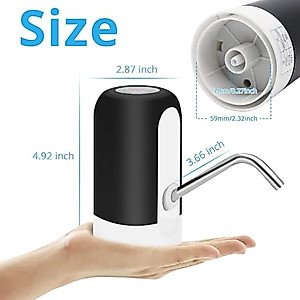 KUFUNG Water Dispenser for 5 Gallon Bottle - Rechargeable Water Pump for 5 Gal Jug, BPA-Free, Food Grade Silicone Hose, Stainless Steel Spout - 30-40 Days Battery Life, Easy One Switch Operation
