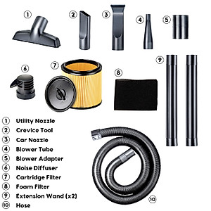 Vacmaster Blue Line 12-Gallon* 5 Peak HP† Wet/Dry Vacuum with Detachable Blower VBV1210