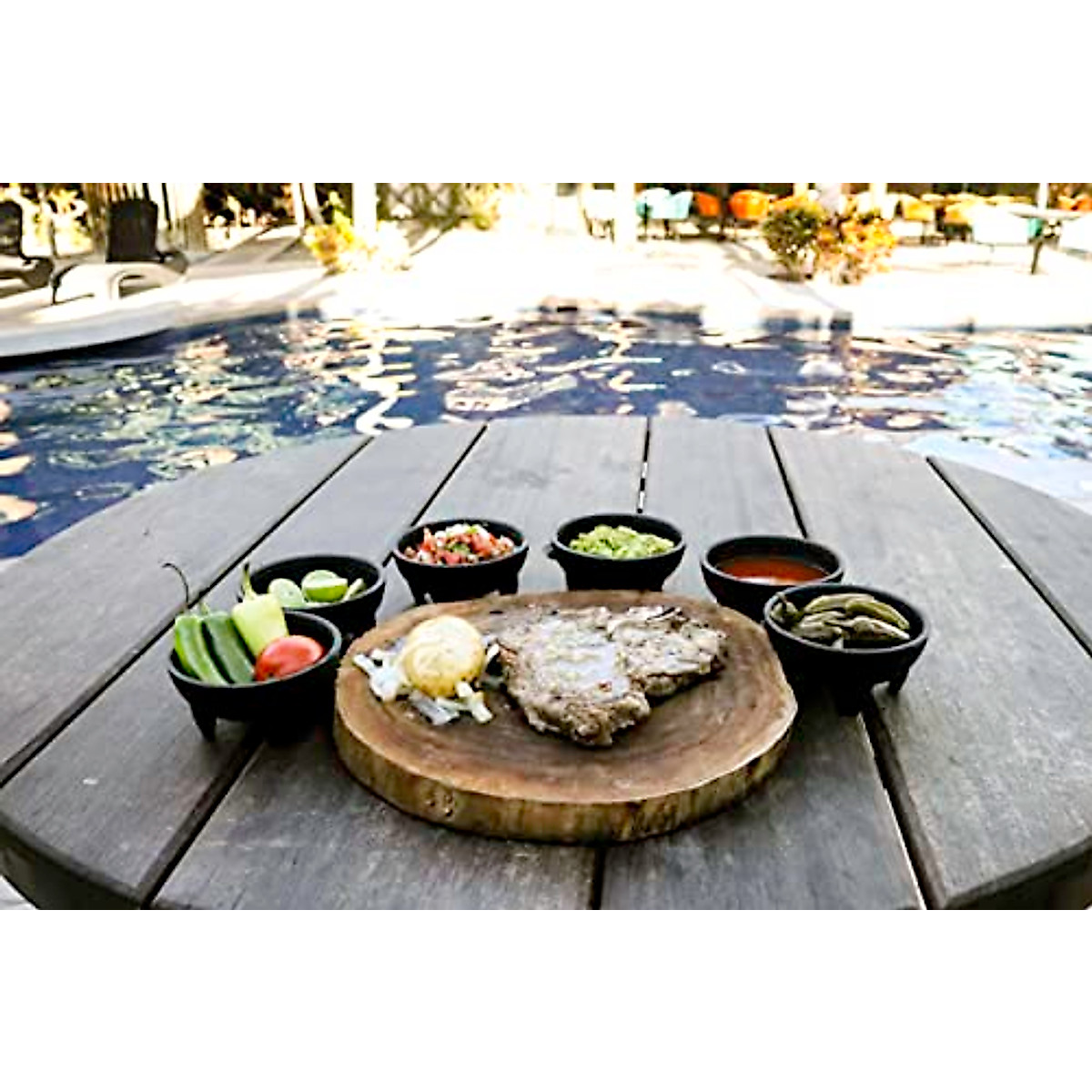 6 Pack Salsa Black Molcajete, Mexico Serving Dish, Chips, Sauce Cup, Side Dish, Snack, Dip, Nuts Candy for Taco Fiesta, Perfect for Parties, Events, or Any Use! (Black, 6 Pack)