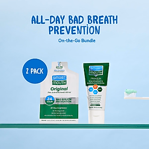 SmartMouth TSA Approved Travel Toothpaste & Oral Rinse - SmartMouth Original Activated Oral Rinse Packs & Travel Size Premium Toothpaste, 3.4 Ounce