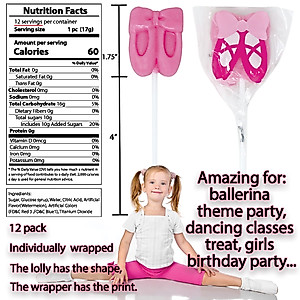 12 Pk Ballerina Lollipops - Ballet Shoes Candy Suckers - Individually Wrapped Dance Party Favors - Ballerina Party Favors - Ballerina Birthday Party - Dance Ballerina Gifts - Ballet Party Supplies