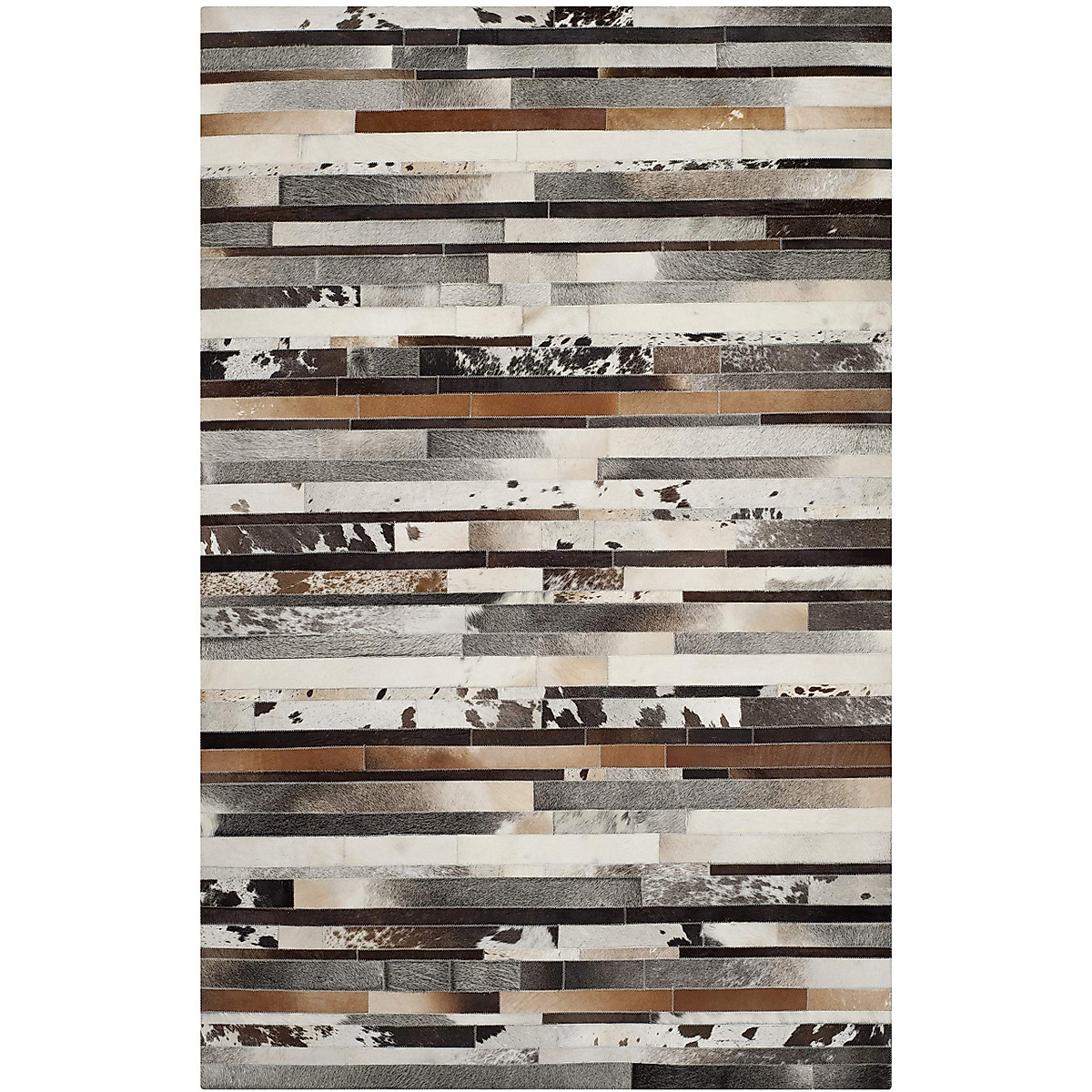 SAFAVIEH Studio Leather Collection 4' x 6' Ivory / Brown STL215A Handmade Mid-Century Modern Leather Area Rug