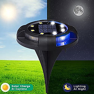 K.E.J. Solar Ground Lights Disk Lights Outdoor Powered Waterproof In-Ground Lights,Solar Landscape Lighting Easter Decoration for Garden Lawn Patio Pathway Yard Deck Walkway Driveway