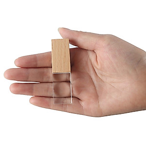 FIRSTMEMORY 64GB USB 2.0 Flash Drive Novelty Wood Crystal Transparent Pen Drive LED Light Memory Stick Thumb Drives Data Storage Pendrive Gifts (64 GB, Crystal & Wood)