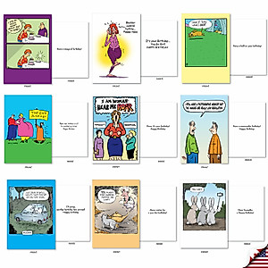 NobleWorks - 36 Assorted Funny Birthday Cards Bulk Box Set with Envelopes (36 Designs, 1 Each) Mixed Humor Greeting Card Variety Pack for Men and Women - Cartoon Party AC9374BDG-B1x36