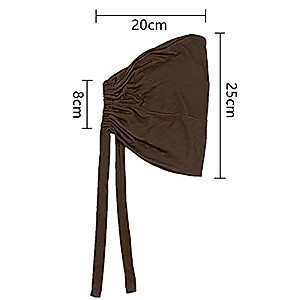 3 Pieces Adjustable Muslim Inner Under Hijab Cap with Ties Back Islamic Under Scarf Bonnet Caps Chemo Cap (Coffee)