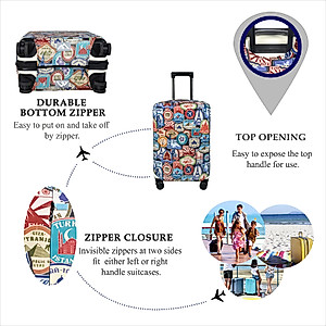 Explore Land Travel Luggage Cover Suitcase Protector Fits 31-32 Inch Case (Landmark Sticker, XL)