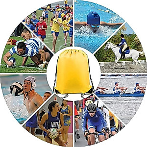 BeeGreen 20 Pieces Yellow Cinch Sack Bags Bulk Gymsack for Christmas Sports Polyester Drawstring Backpacks for Heat Vinyl and Tie Dye Pull sinch Sackpack for Women and Men