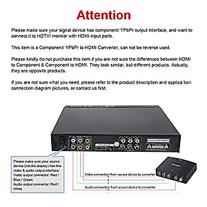 EASYCEL Component to HDMI Converter with 1.2 Meter HDMI Cable, RGB to HDMI Converter, 1080P 5RCA YPbPr to HDMI Converter