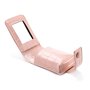 Yokawe Lipstick Case with Mirror Cosmetic Bag Travel Makeup Mini Bag Lipstick Holder for Purse Lipstick Organizer for Women Gifts (Pink)