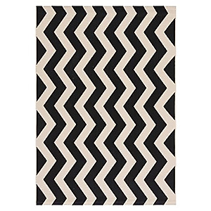 SAFAVIEH Courtyard Collection 5'3" x 7'7" Black/Beige CY6245 Indoor/ Outdoor--Waterproof Easy--Cleaning Patio Backyard Mudroom Area--Rug
