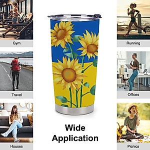 LALIHRLAL I Love Ukraine Flag Sunflower Tumbler Insulated Stainless Steel Travel Tumbler Car Cup With Lid 20 OZ