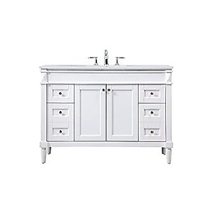Elegant Decor Indoor Modern Under Sink Bathroom Fixtures Storage Organizer Cabinet 48 inch Single Bathroom Vanity - White