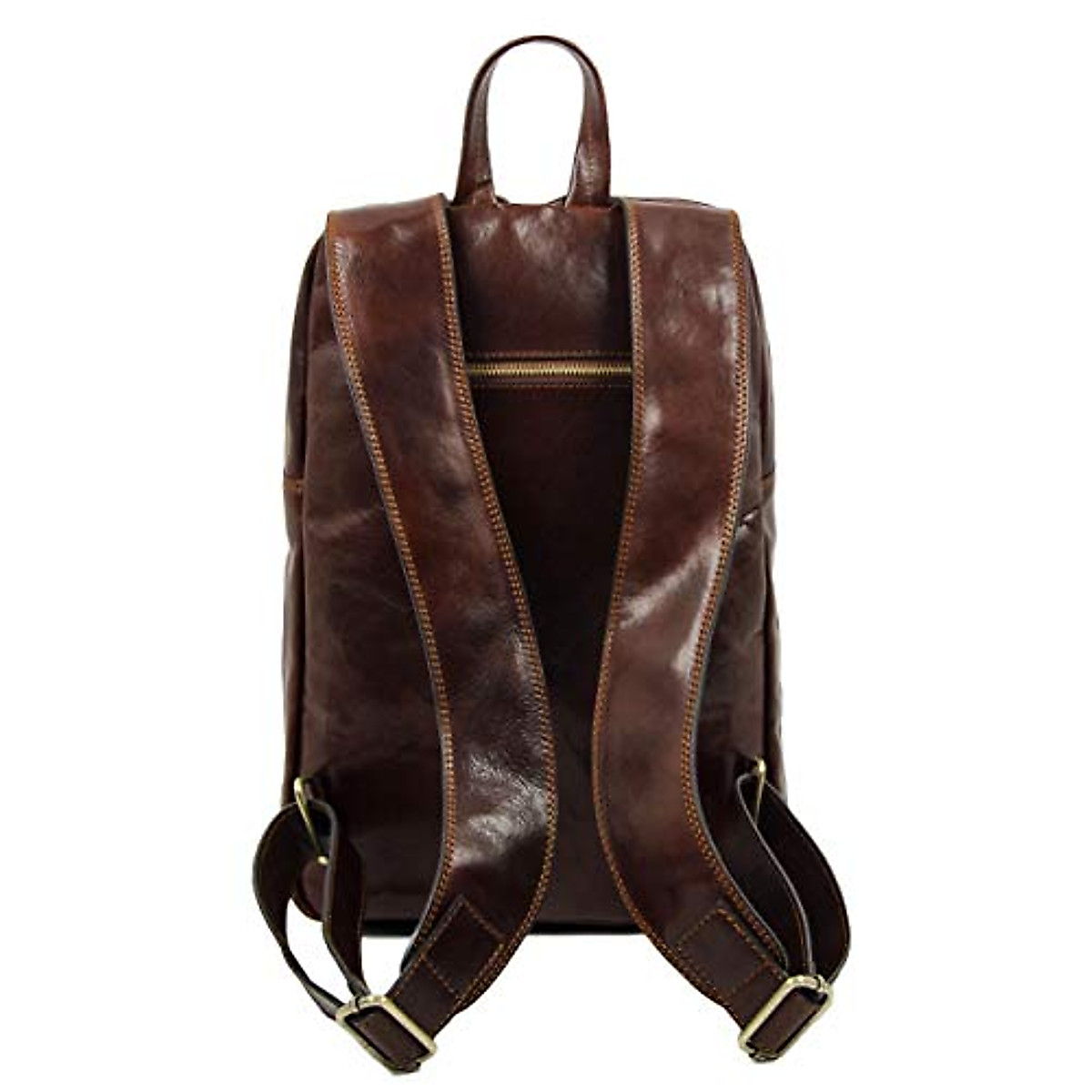 Time Resistance Leather Business Backpack - Handmade Business Daybag for Laptop A4 Portfolio Travel Satchel Rucksack Bag - Dark Brown Unisex