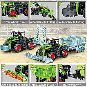 3 in 1 Tractor Harvester Building Kits, Compatible with Lego Truck Farm Construction Vehicles Set Toys for Adults and Boys Girls 8-12(1481 Pieces)