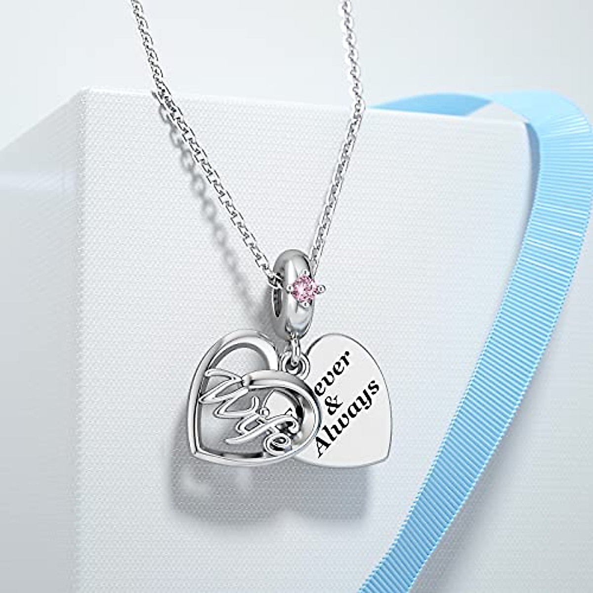 DALARAN Wife Charms Fit Pandora Charms Bracelet Forever Love Heart Charm Wife Sterling Silver Dangle Charm