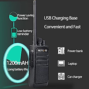 Retevis RT17 Walkie Talkies Long Range, Durable Two Way Radio Rechargeable with USB Charger Base, Portable 2 Way Radios with Earpieces Mic, for Adults School Security Warehouse Construction(6 Pack)