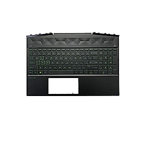 Replacement for HP Gaming Pavilion 15-DK 15-DK0126TX TPN-C141 Laptop Upper Case Palmrest Green Backlit Keyboard Assembly Part L57593-001 AP2K8000310