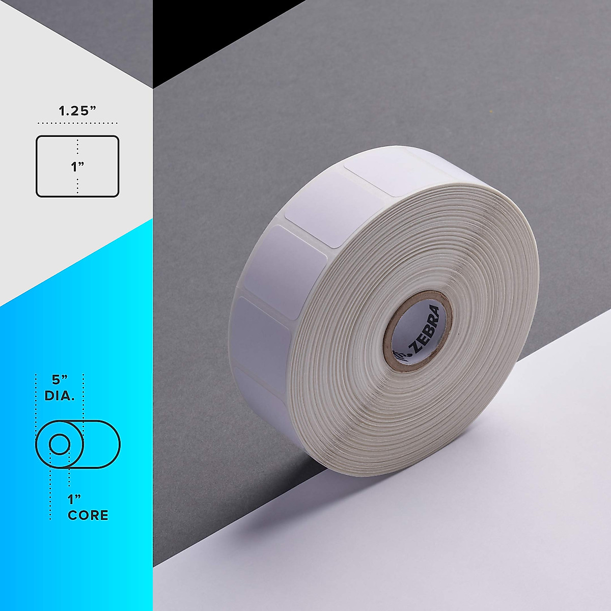 Zebra 1.25 x 1 in Direct Thermal Paper Labels Z-Perform 2000D Permanent Adhesive Shipping Labels 1 in Core 6 rolls 10031633SP