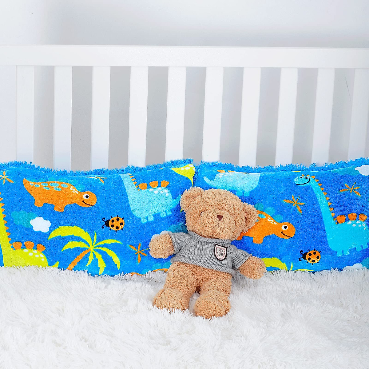 Wellber Kids Pillowcase Toddler Pillow Cover Set of 2, Dinosaur Toddler Pillowcase Boys Girls Cute Bedding Pillowcase, Cartoon Baby Kids Pillow Cover 14 x 19 inch