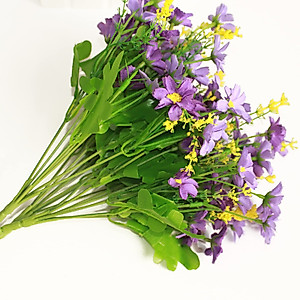 BOSHENG Outdoor Artificial Flowers Chrysanthemum for Courtyard Decor Small Daisies Plastic Greenery Shrubs Plants for Home Wedding Office Garden Decor(Dark Purple 6 Pack,3 Branches per Bunch)