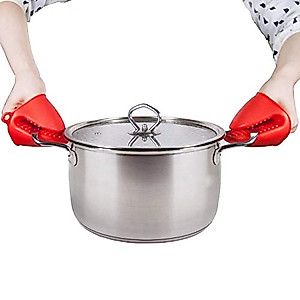 Acronde 2 Pairs Mini Oven Gloves Silicone Heat Resistant Cooking Pinch Mitts Potholder for Kitchen Cooking & Baking (Red and Blue)