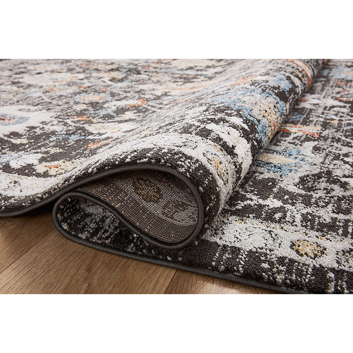 Loloi II Odette Collection ODT-04 Charcoal/Multi 5'-3" x 7'-9" Area Rug
