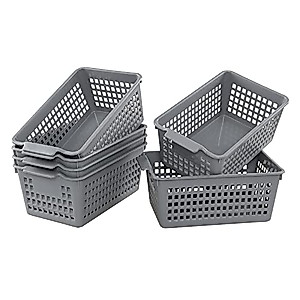 Ggbin 6 Pack Desktop Storage Basket, Plastic Organizer Bin, Gray