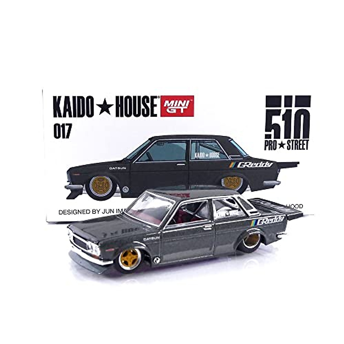 Truescale Miniatures Datsun 510 Pro Street Gun Metal Gray (Designed by Jun Imai) Kaido House Special 1/64 Diecast Model Car by True Scale KHMG017