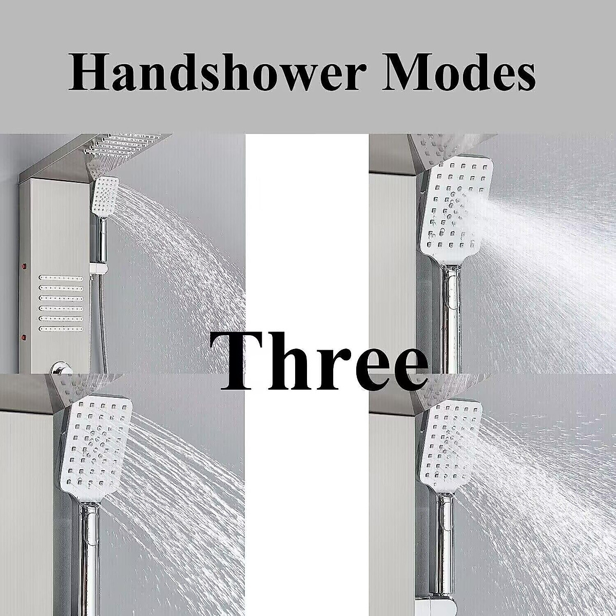 AlenArt Shower Panel Tower System LED Multi-Function Shower Tower Faucet Rainfall Waterfall Shower Head with Massage Jets Stainless Steel Wall Mount in Bathroom,Brushed Nickel