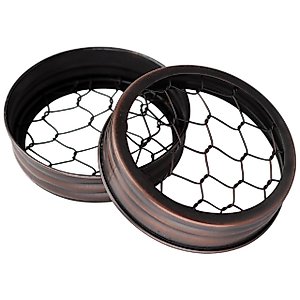 Oil Rubbed Bronze Flower Organizer Frog Lid for Mason Jars (3 Pack, Wide Mouth)