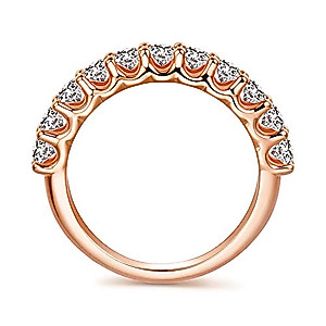 HAFEEZ CENTER 3mm Sterling Silver Rings, Moissanite Wedding Bands for Women, Moissanite Rings for Women, Eternity Wedding Bands for Her (Rose-Gold, 7)